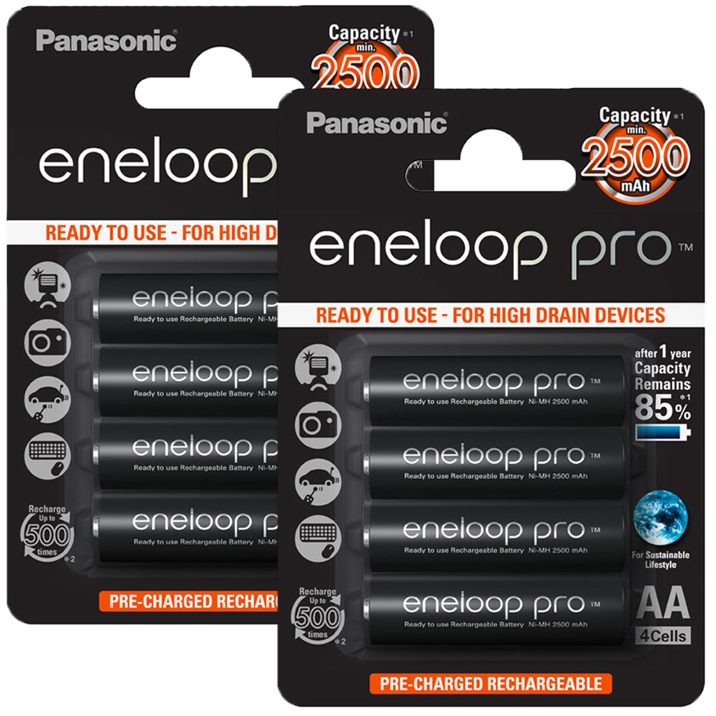 Panasonic Eneloop Pro 8er Akku Pack Aa Bk 3hcde Blister